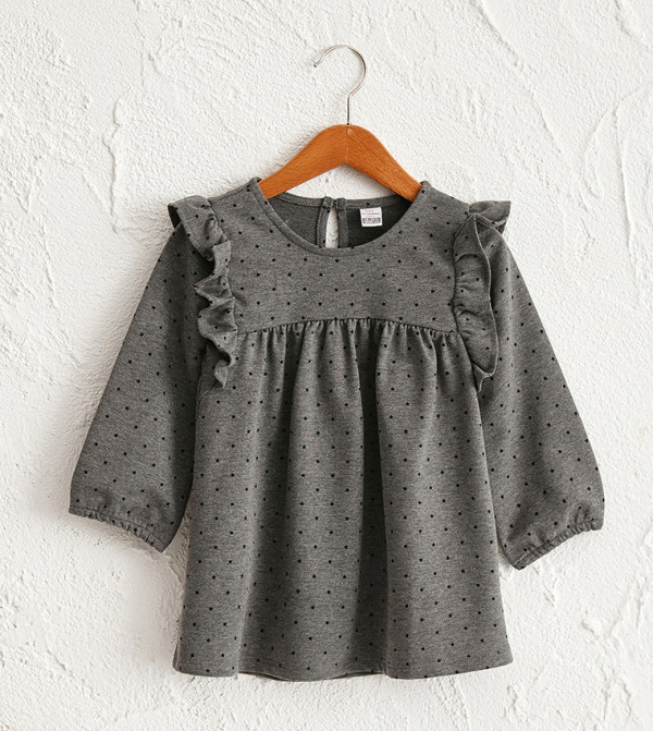 Buy LC Waikiki Baby Girl'S Spotty Dress Anthracite Print In Grey ...