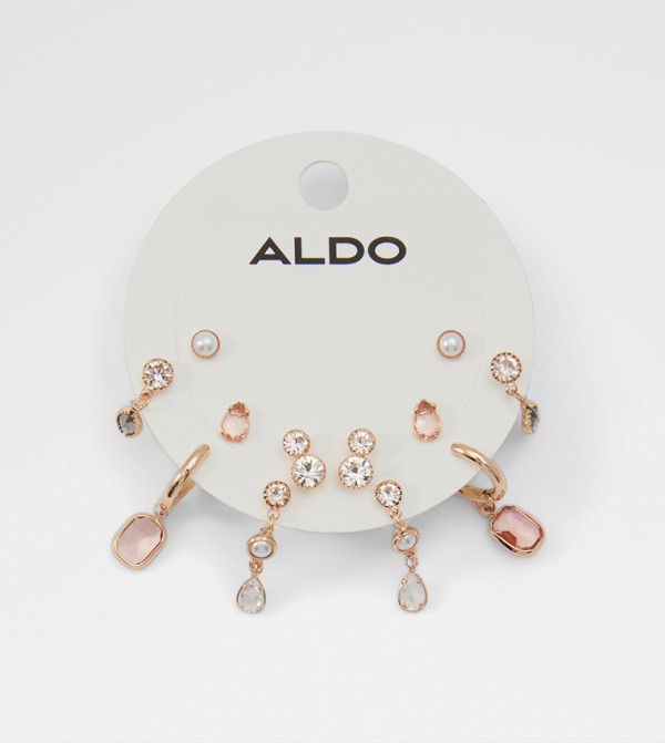 Buy Aldo Accessories LESCHEN Gold Tone Multipack Earrings Set In Pink ...