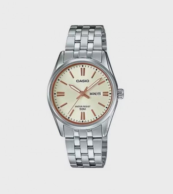 Buy Casio Yellow Dial Analog Watch In Silver | 6thStreet UAE