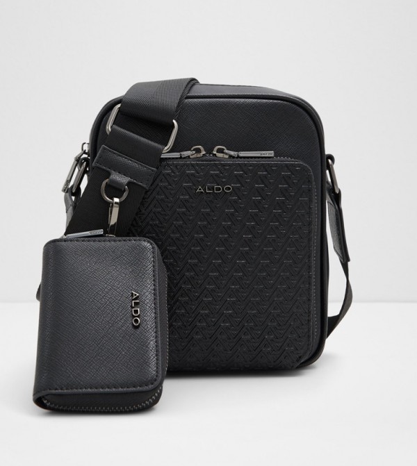 Buy Aldo MAXIMILIAN Monogram Reporter Bag With Coin Pouch In Black ...