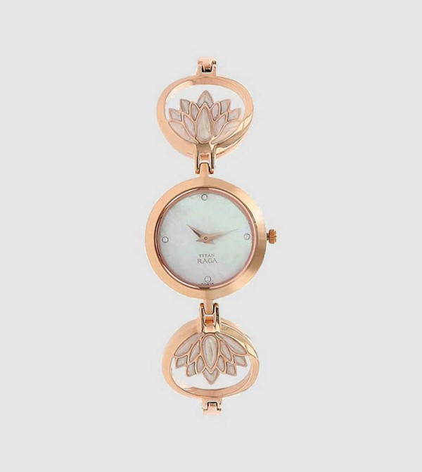 Buy Titan RAGA AURORA White Dial Analog Watch With Metal Strap In Rose ...