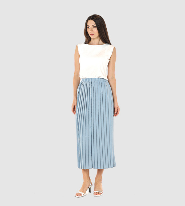 Buy Moistreet Shamua Accordian Pleated Skirt In Blue | 6thStreet UAE