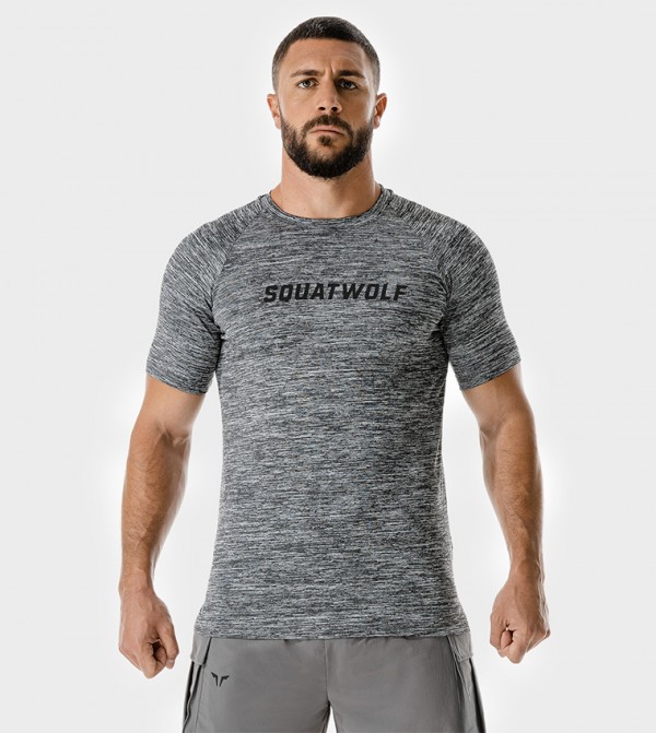 Buy SQUATWOLF Code Logo T Shirt In Grey | 6thStreet Qatar