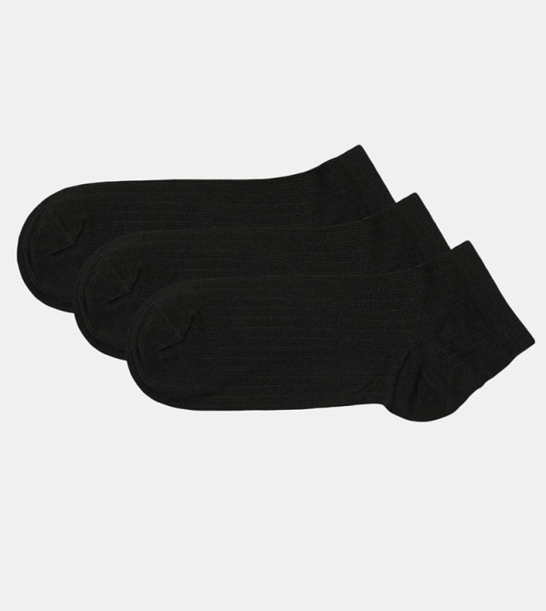 Buy HIS & HERS Pack Of 3 Solid Socks In Black | 6thStreet UAE