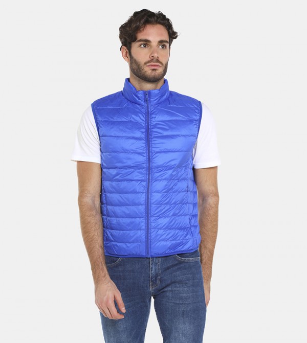 Buy HIS & HERS Solid Puffer Jacket In Blue | 6thStreet Qatar