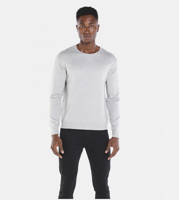 Buy HIS & HERS Solid Regular Casual Sweater In Grey | 6thStreet Saudi ...