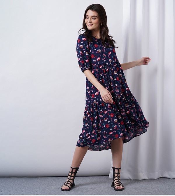 Buy HIS & HERS Printed Tiered Midi Dress In Multiple Colors | 6thStreet ...