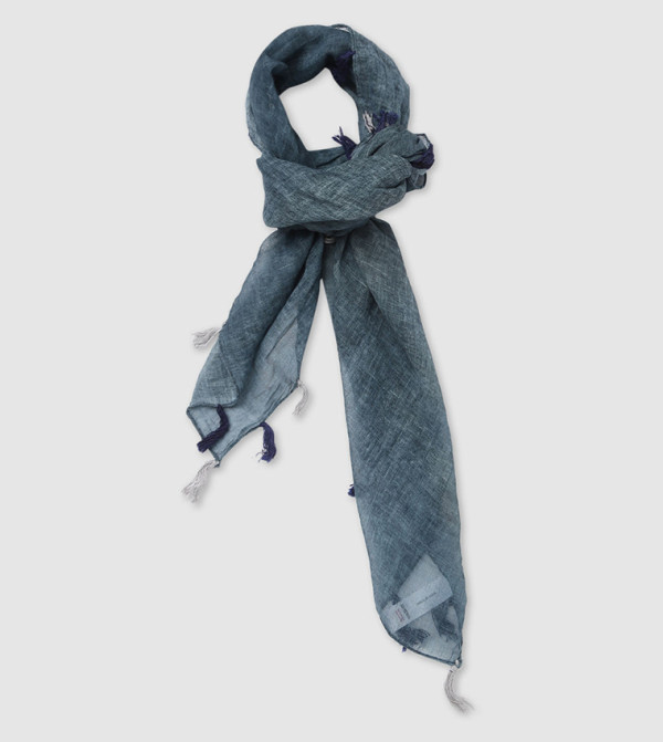 Buy HIS & HERS Solid Tasseled Scarf In Grey | 6thStreet Kuwait