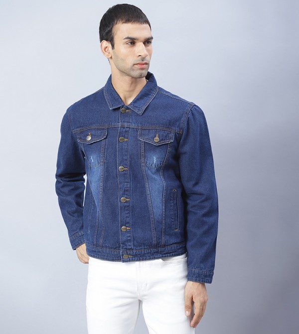 Buy HIS & HERS Washed Regular Denim Jacket In Blue | 6thStreet UAE