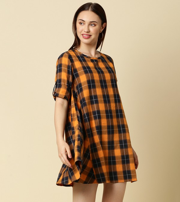 Buy HIS & HERS Plaid Check A Line Mini Dress In Multiple Colors ...