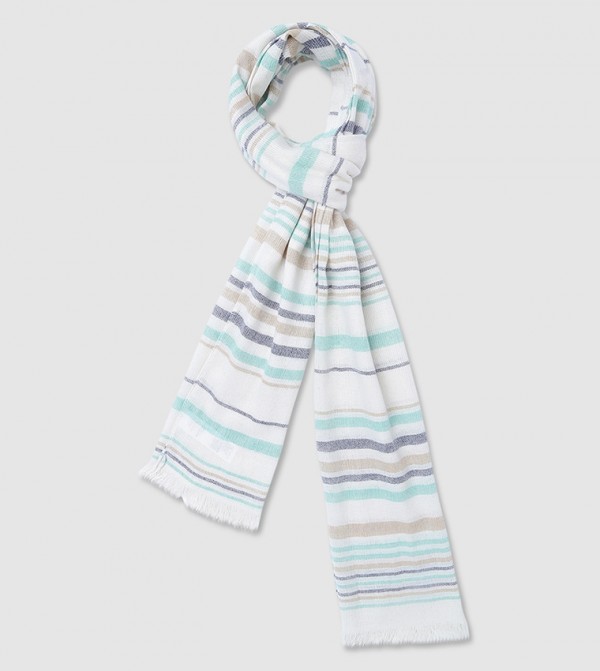 Buy HIS & HERS Striped Woven Scarf In White | 6thStreet Bahrain
