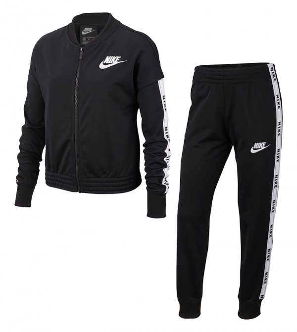 Buy Nike Sportswear Tricot Front Zip Closure Tracksuit (2 Pcs) Black In ...
