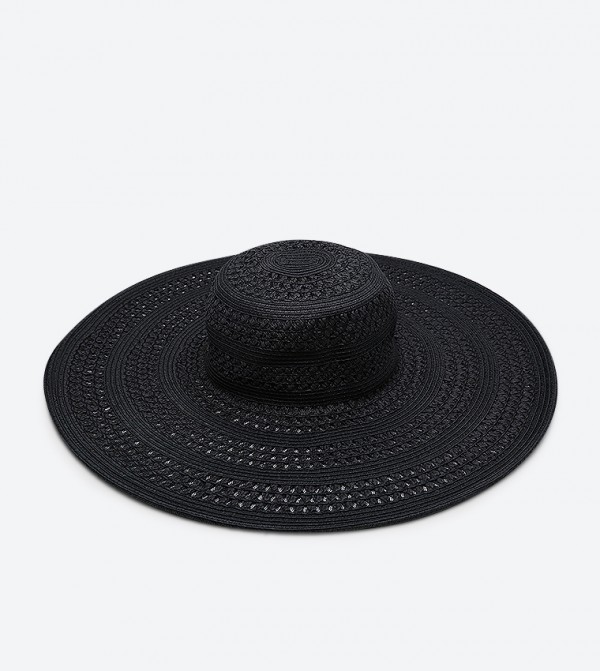 Buy Nine West Open Work Floppy Oversized Hat Black In Black | 6thStreet ...