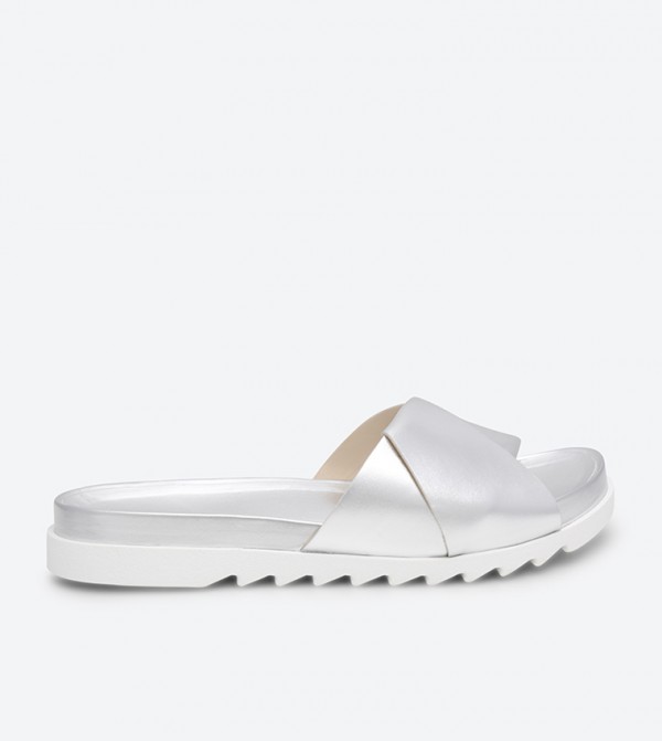 Buy Nine West Furaish Slides Silver In Silver | 6thStreet Qatar