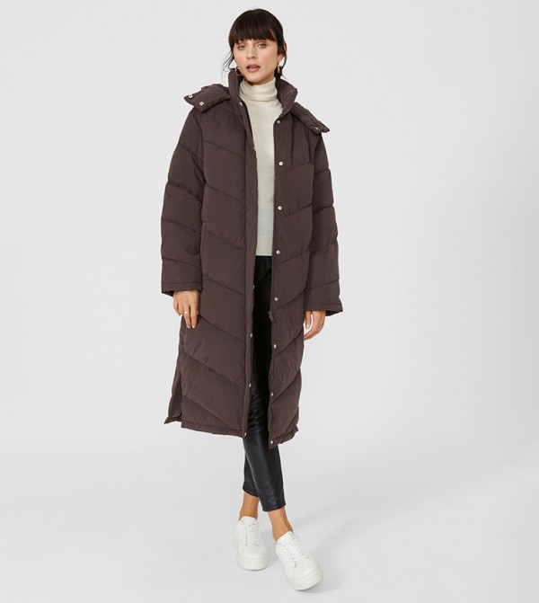 Buy Principles Soft Touch Long Padded Coat In Brown | 6thStreet Kuwait