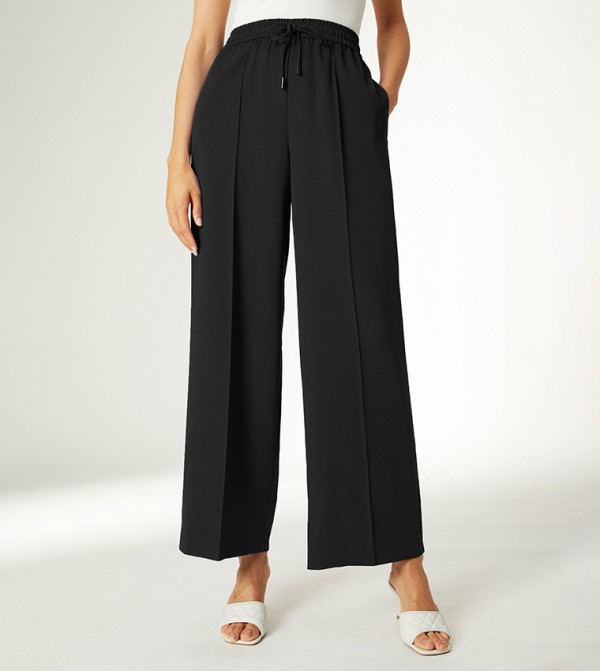 Buy Principles Wide Leg Tailored Trousers In Black | 6thStreet UAE