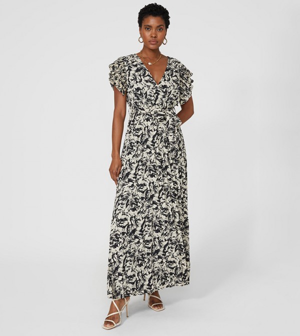 Buy Principles Printed Wrap Maxi Dress In Black | 6thStreet Qatar