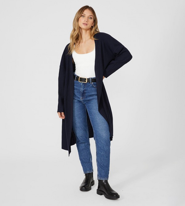 Buy Principles Ribbed Longline Cardigan In Navy | 6thStreet Qatar