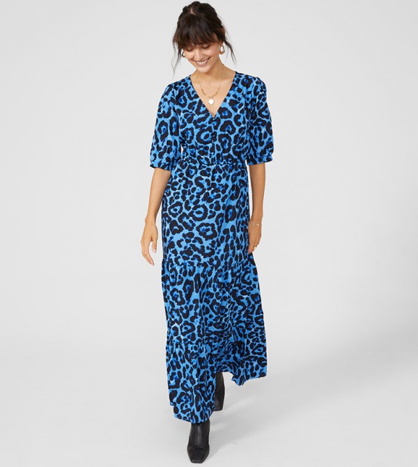 Buy Principles Printed Button Detail Maxi Dress In Blue | 6thStreet ...