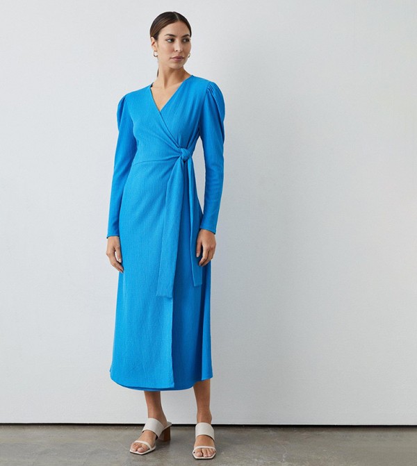 Buy Principles Blue Jersey Wrap Dress In Blue | 6thStreet UAE