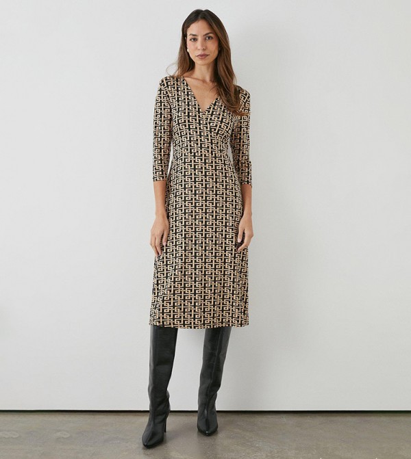 Buy Principles Mono Geo Print Wrap Dress In Multiple Colors | 6thStreet ...