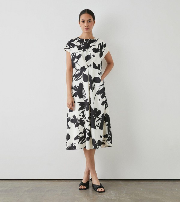 Buy Principles Ivory Floral Satin Midi Dress In Ivory | 6thStreet Qatar
