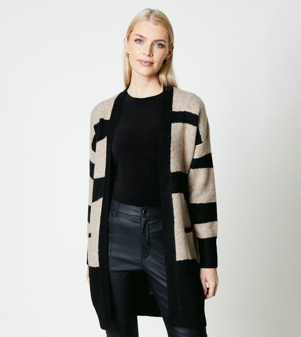 Buy Principles Color Block Edge To Edge Cardigan In Black | 6thStreet ...