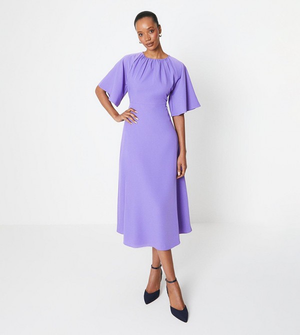 Buy Principles Angel Sleeves Midi Dress In Purple | 6thStreet UAE