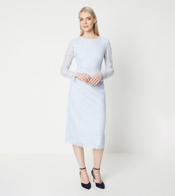 Buy Principles Lace Long Sleeves Pencil Dress In Powder Blue ...