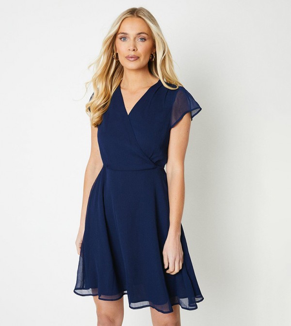 Buy Principles Petite Mini Wrap Dress In Navy | 6thStreet Qatar