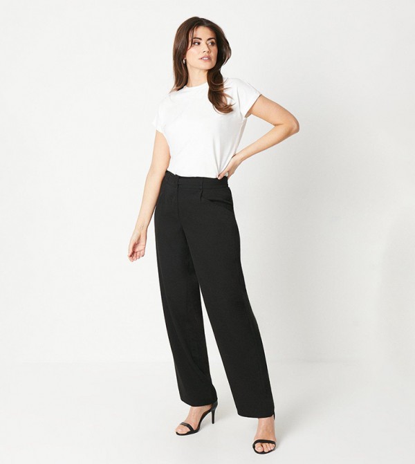 Buy Principles Belted Wide Leg Trousers In Black | 6thStreet Qatar