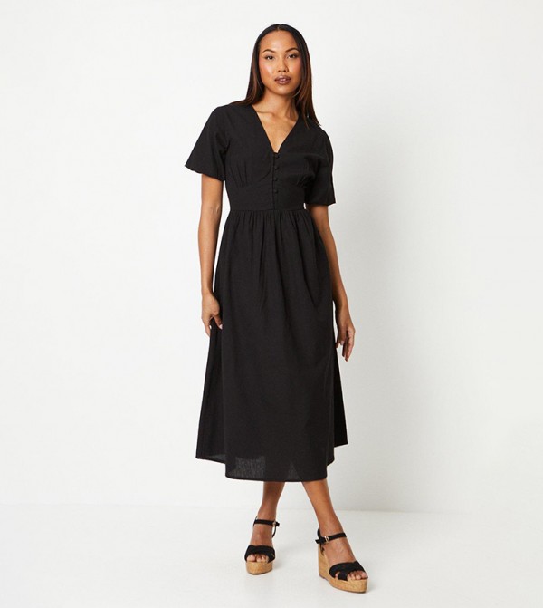 Buy Principles Linen Blend Midi Dress In Black | 6thStreet Saudi Arabia