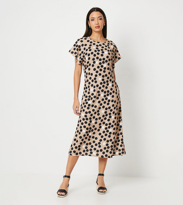 Buy Principles Polka Dots Crew Neck Midi Dress In Multiple Colors ...