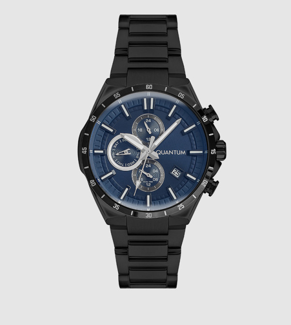 Buy Quantum Round Navy Dial Analog Watch In Black | 6thStreet UAE