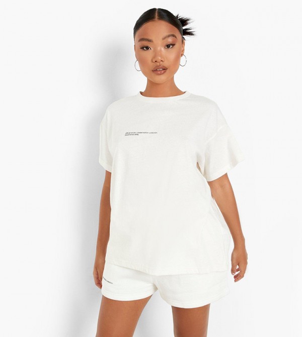 Buy Boohoo Official Studio Text Short Tracksuit In White | 6thStreet Kuwait