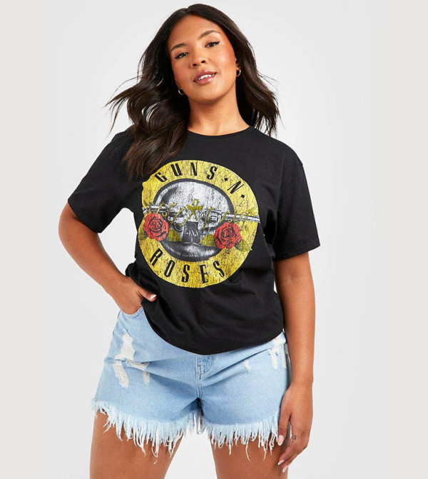 Buy Boohoo Guns N Roses Band T Shirt In Black | 6thstreet Qatar