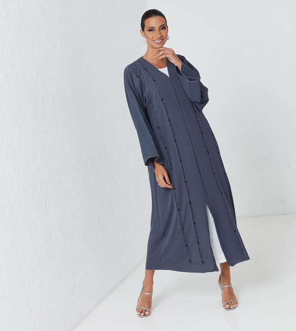 Buy Roza Abaya Grey Color Pico Design And Same Color Stone Had Work In ...