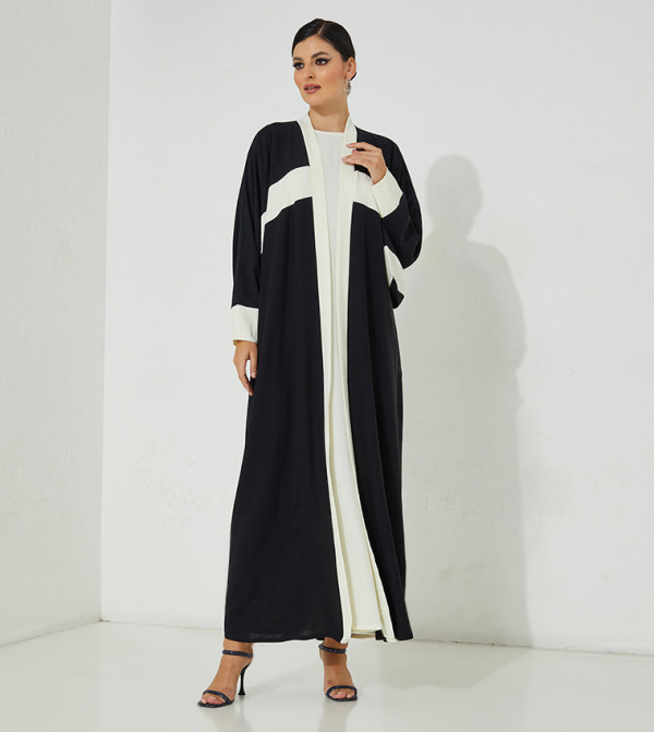 Buy Roza Abaya Color Block Casual Abaya With Inner Dress In Black ...