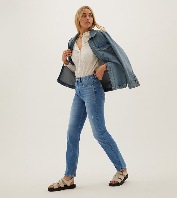 Buy Marks & Spencer Sienna Supersoft Straight Leg Jeans(Regular) In ...