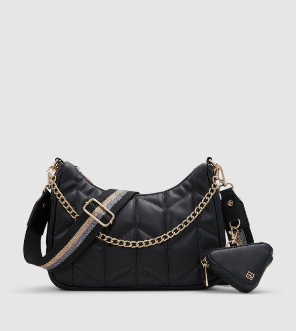 Buy Call It Spring SEMBRA Quilted Shoulder Bag With Pouch In Black ...