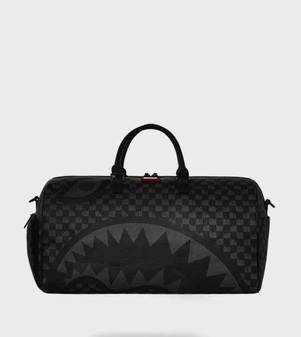Buy Sprayground Hangover Grey Drip Check Duffle Bag In Black ...