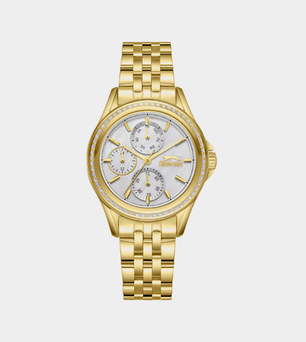 Buy Slazenger Embellished Stainless Steel Chronograph Watch In Gold ...