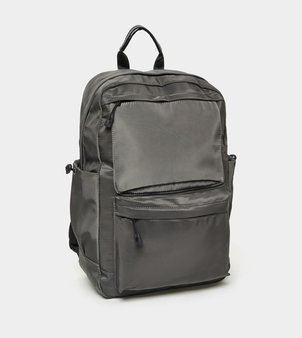 Buy Styli Front Pocket Backpack With Back Strap In Grey | 6thStreet ...