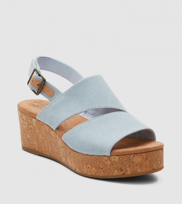 Buy Toms CLAUDINE Open Toe Wedge Sandals In Blue | 6thStreet Oman