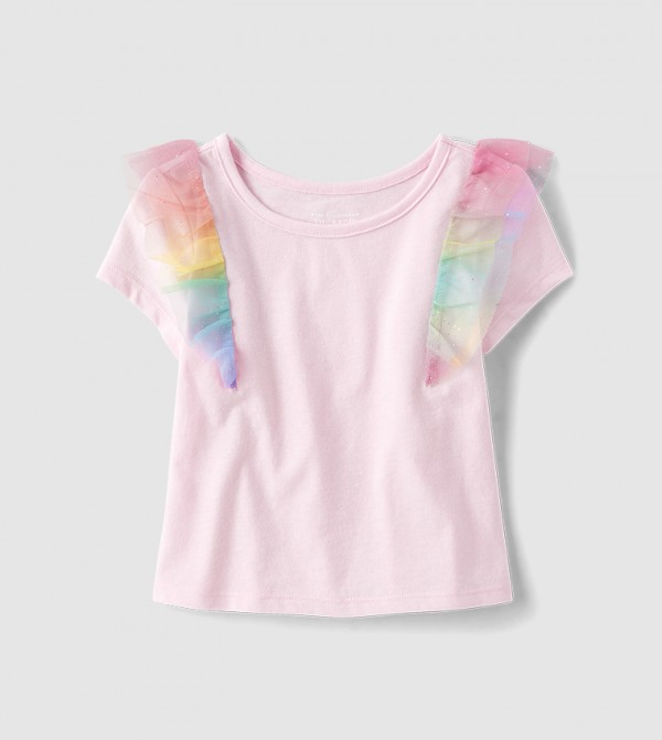 Buy The Children's Place Toddler Girls Rainbow Flutter Top In Pink ...