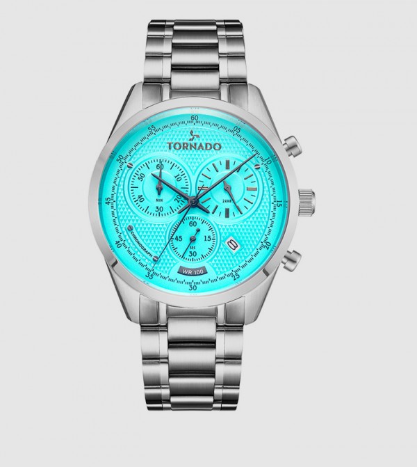 Buy Tornado Chronograph Turquoise Dial Analog Watch In Silver | 6thStreet Qatar