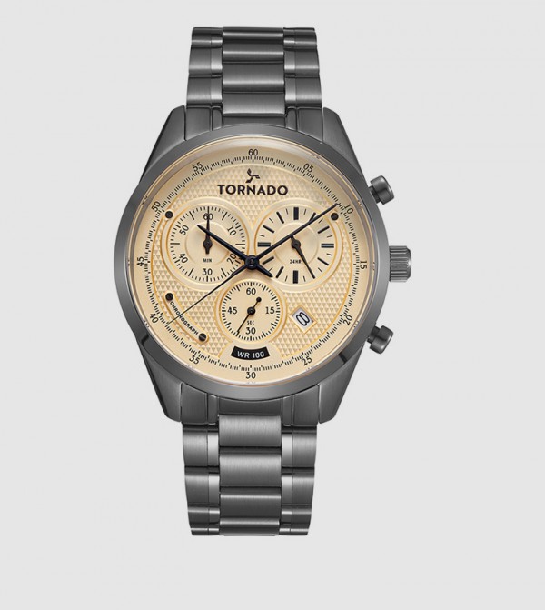 Buy Tornado Chronograph Ivory Dial Analog Watch In GUN METAL | 6thStreet Qatar