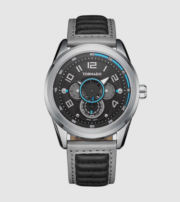 Buy Tornado Multi Function Round Dial Watch In Black | 6thStreet Kuwait