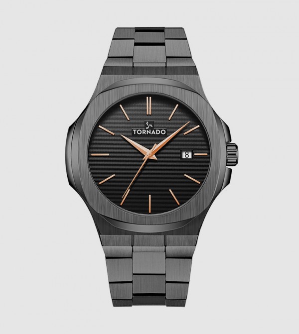 Buy Tornado Analog Round Black Dial Watch In GUN METAL | 6thStreet Kuwait