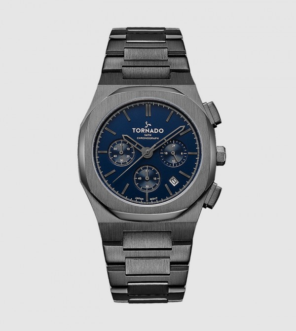 Buy Tornado Chronograph Round Blue Dial Watch In GUN METAL | 6thStreet Qatar